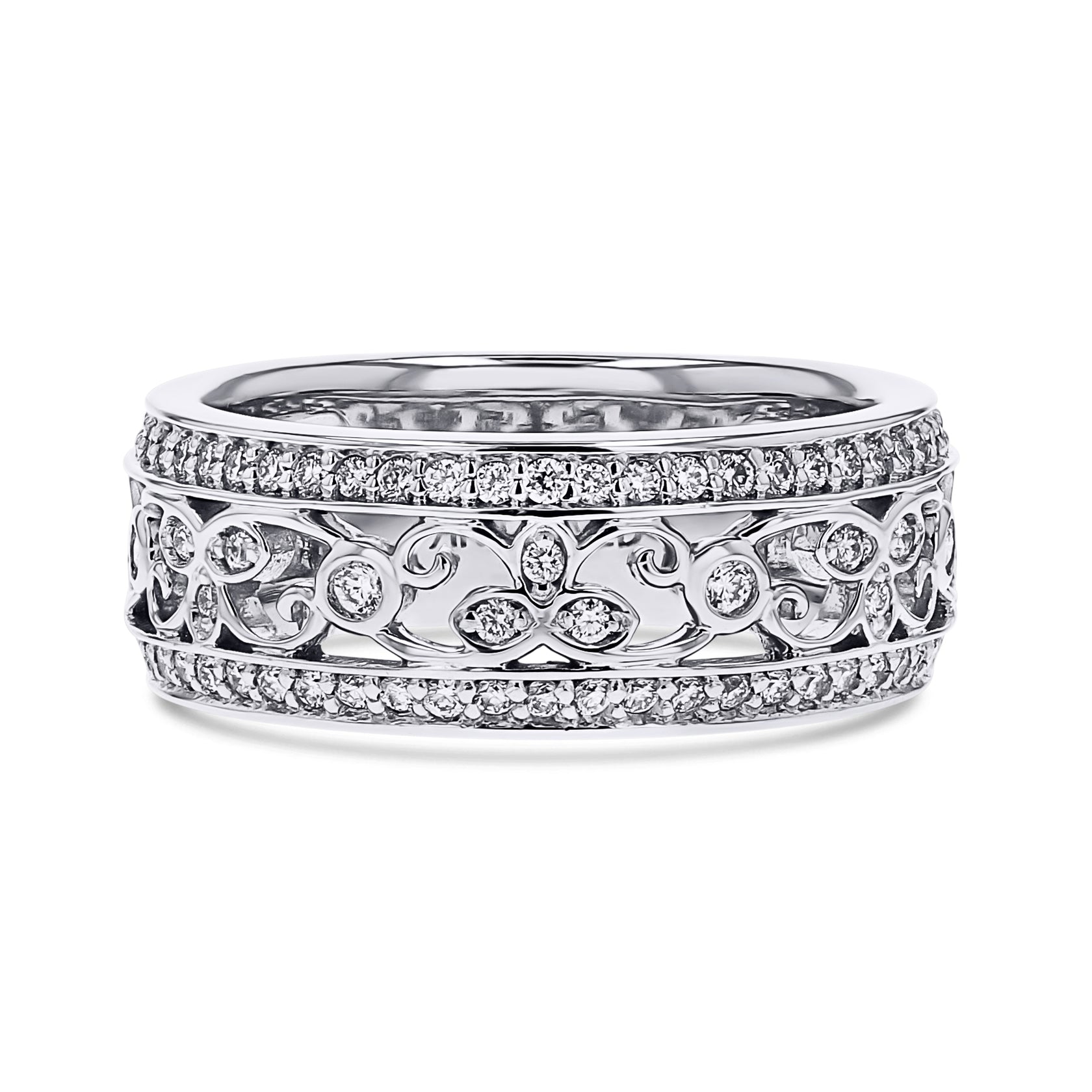 Vintage Scroll Design Diamond Anniversary Ring | Skeie's Jewelers