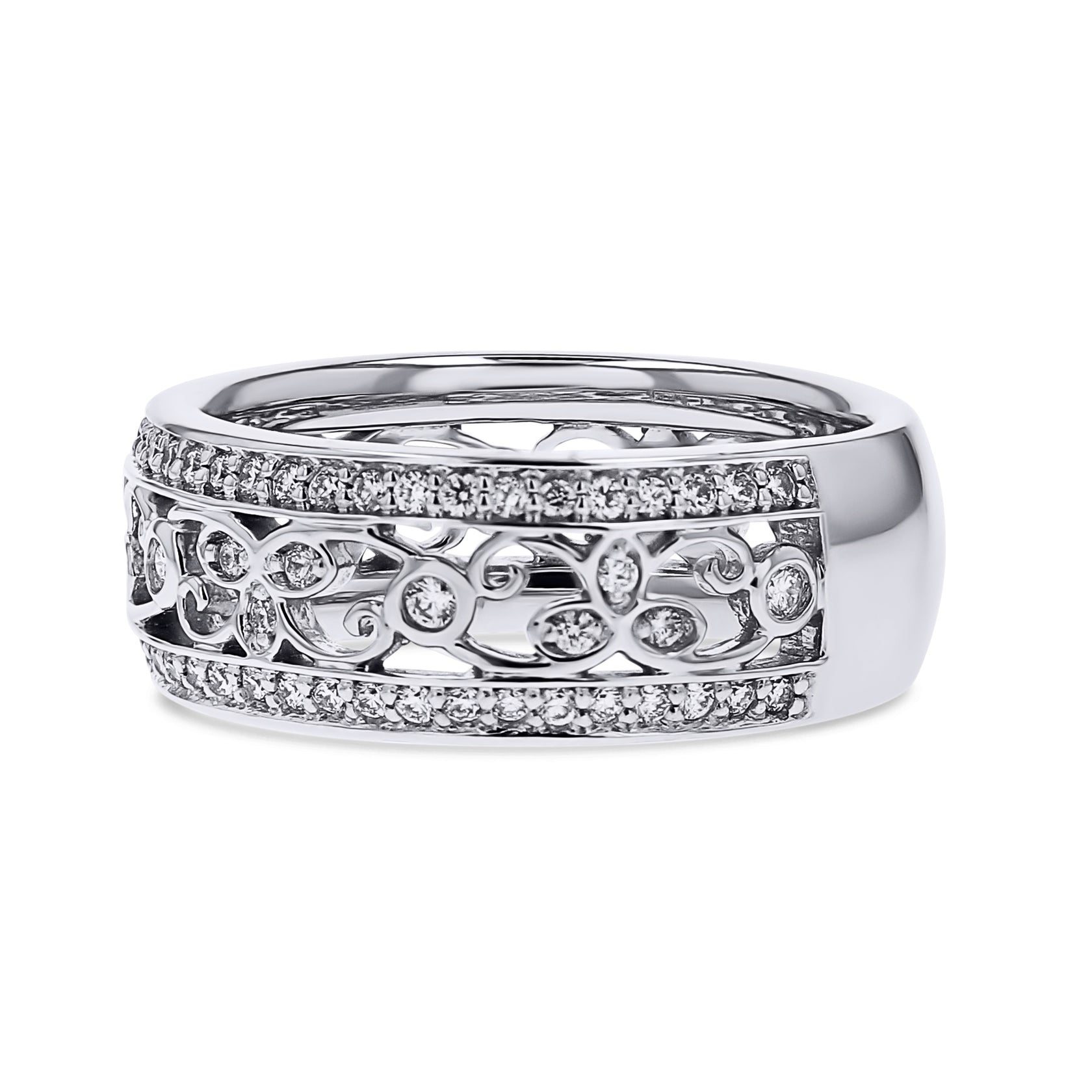 Vintage Scroll Design Diamond Anniversary Ring | Skeie's Jewelers